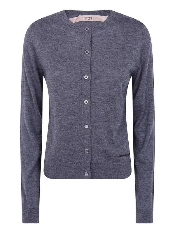 N.21 Long Sleeve Wool Cardigan - Gray
