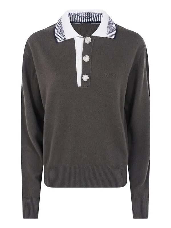 N.21 Wool Polo Shirt - Green