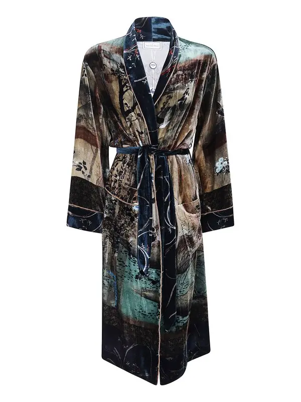 PIERRE-LOUIS MASCIA Long Printed Robe - Blue
