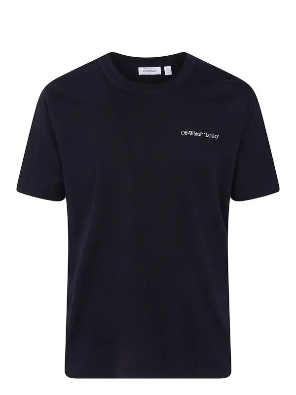 Off-White Short Sleeve Cotton T-shirt With Logo Print - Black