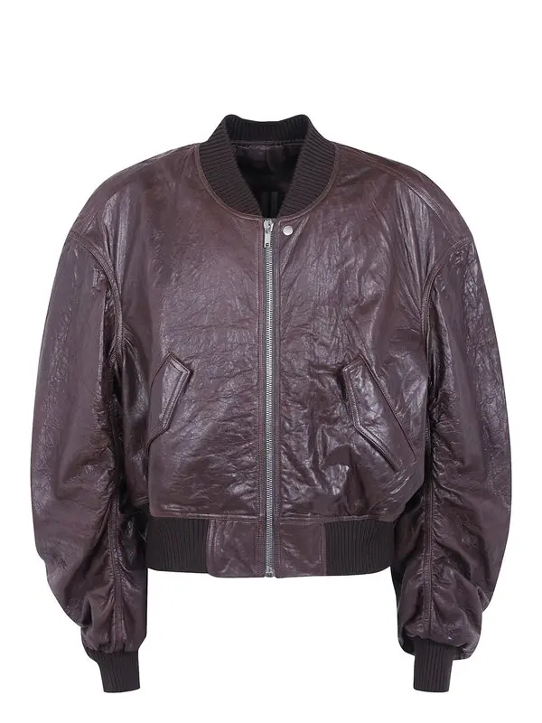 Rick Owens Padded Leather Bomber Jacket - Gray