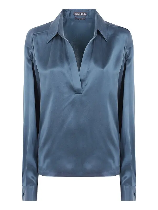 TOM FORD Silk Polo Shirt - Blue
