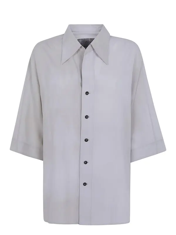ZIGGY CHEN Short Sleeve Shirt With Gathered Back - Gray