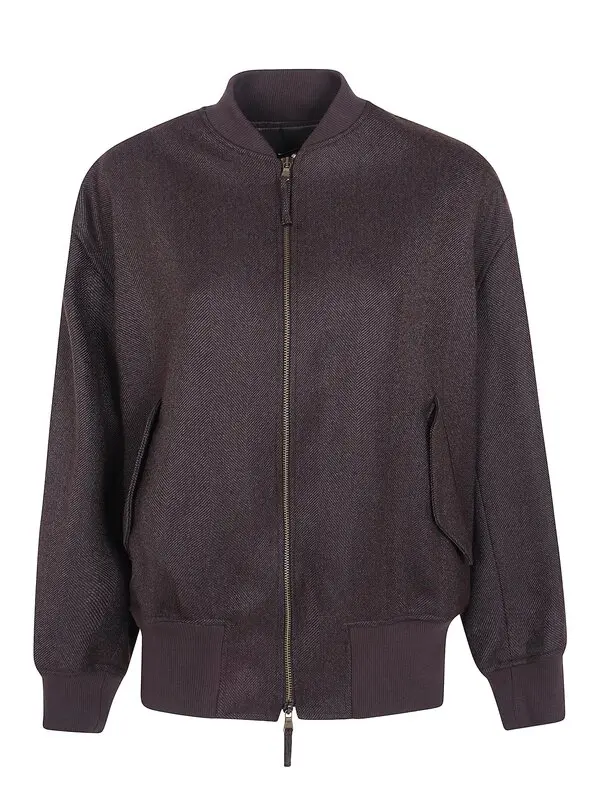 DRHOPE Maxi Bomber Jacket In Wool Blend - Brown
