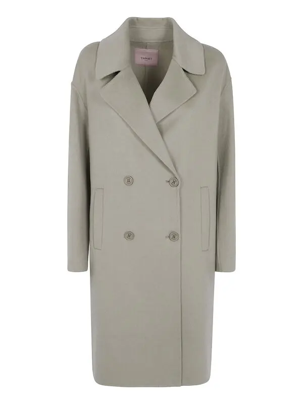 TWINSET Double Breasted Trench Coat - Green