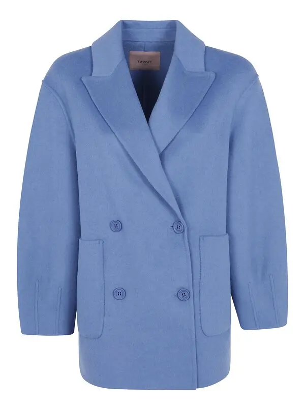 TWINSET Double Breasted Peacoat - Blue
