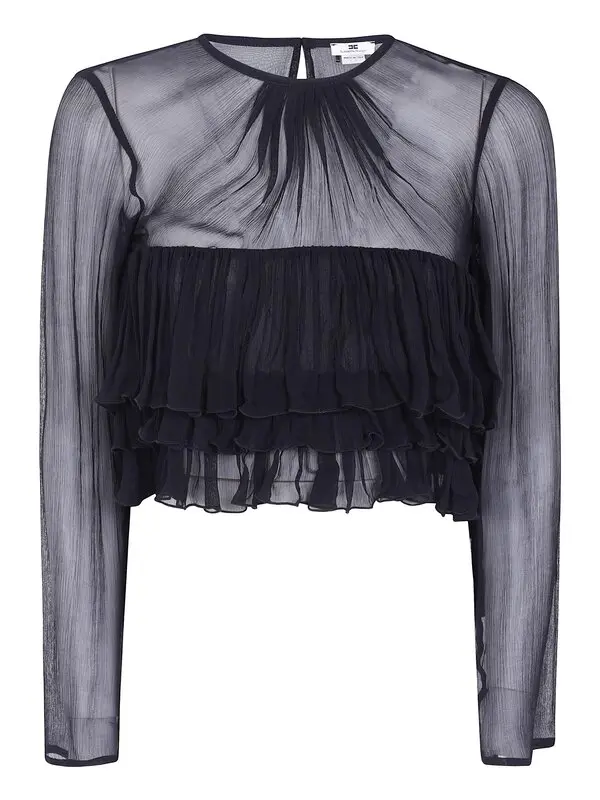 Elisabetta Franchi Long Sleeve Top - Black