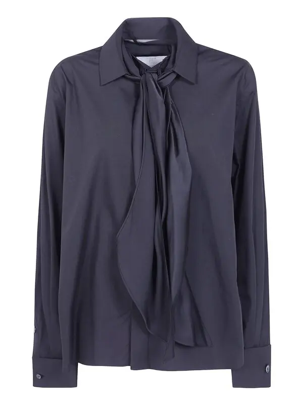 Sacai Poplin Shirt With Satin Tie Detail - Black