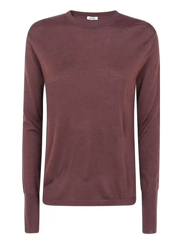 Aspesi Round Neck Long Sleeve Sweater - Brown