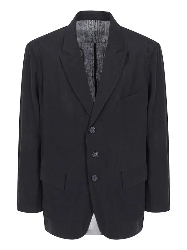 ZIGGY CHEN Three-button Linen Blazer - Black
