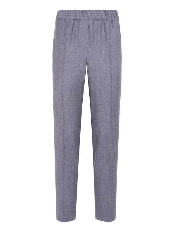 Peserico Slim Fit Virgin Wool Trousers - Gray