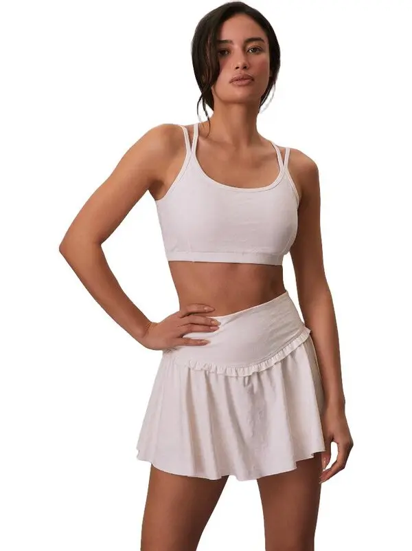 LoveShackFancy Aiden Bow Print Sports Bra - Cloud Dancer