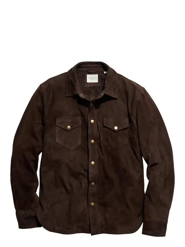 Billy Reid Savoy Suede Workshirt - Brown