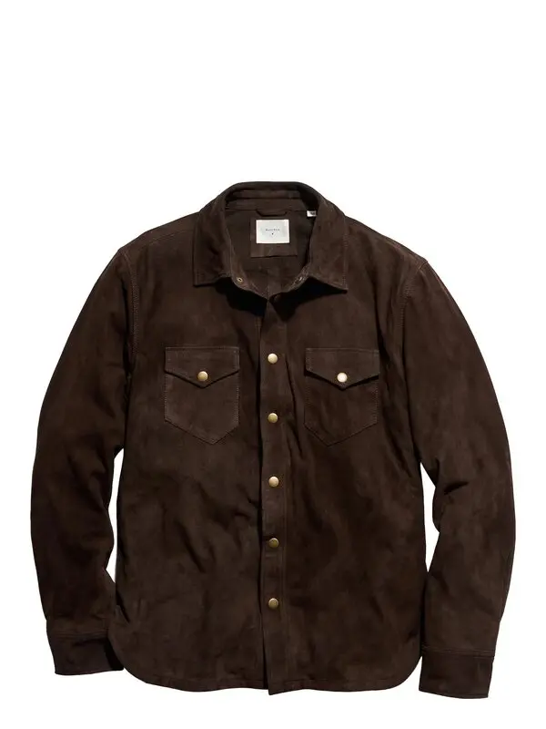 Billy Reid Savoy Suede Workshirt - Chocolate