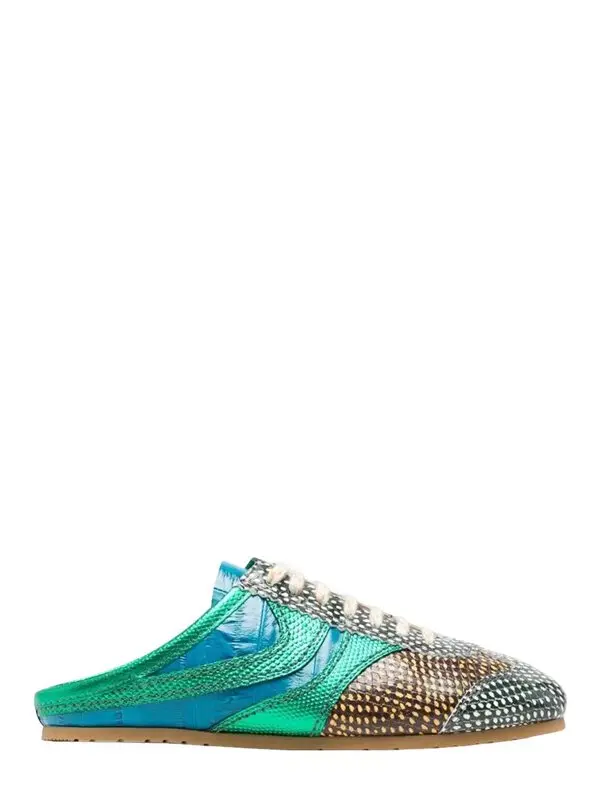 Dries Van Noten Snake Calf Print Leather Mules - Jade