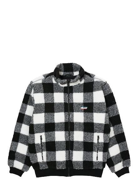 PALACE Plaid Zip Up Fleece Jacket - White/black