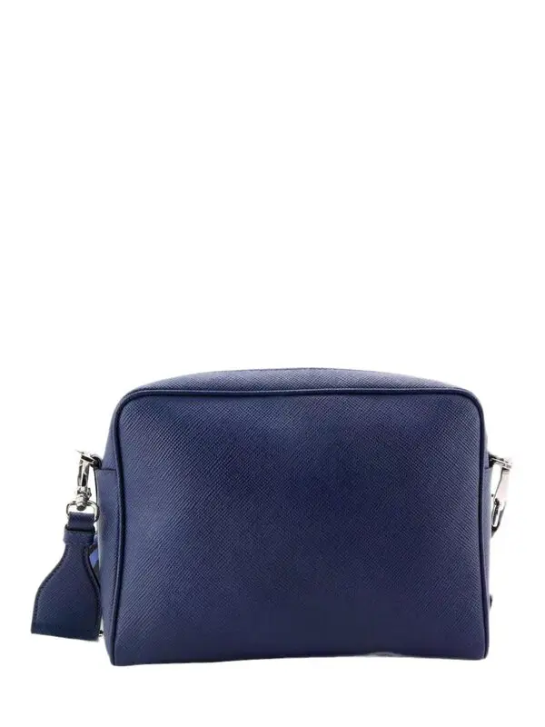 Prada Embossed Saffiano Leather Messenger Bag - Blue
