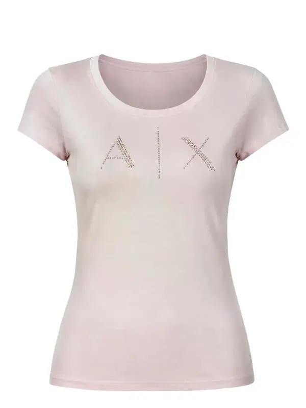 Armani Exchange Logo Embellished T-shirt - Pink
