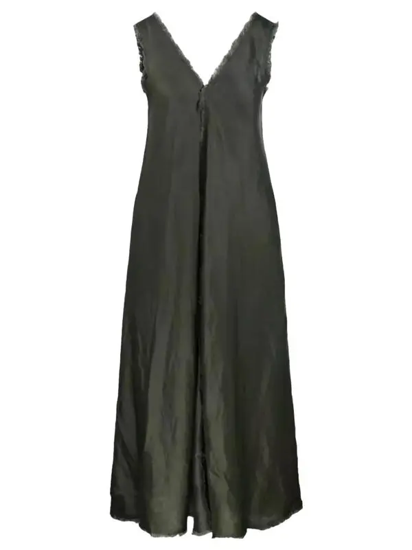 P.a.r.o.s.h Maxi Crinkled Dress With Frayed Edges - Grey