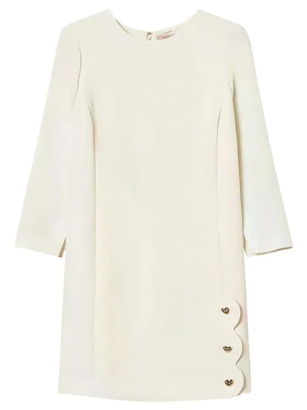 TWINSET Short Crêpe Dress With Heart-shaped Buttons - Neutrals