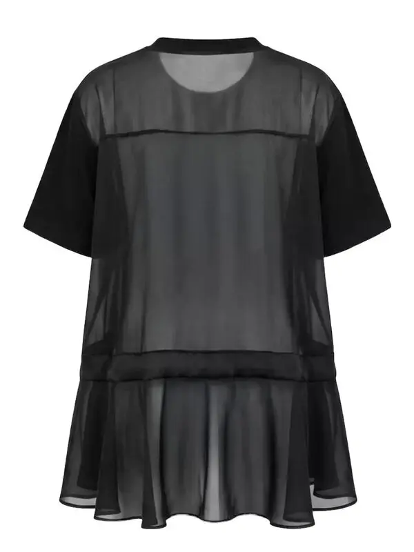 Sacai Graphic Print Sheer-panel T-shirt - Black