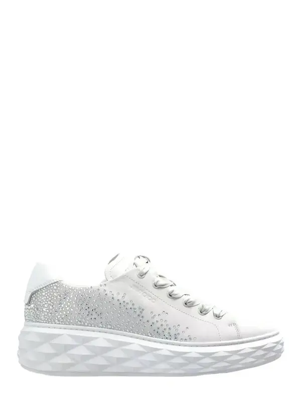 JIMMY CHOO Diamond Light Maxi Crystal-embellished Leather Sneakers - White