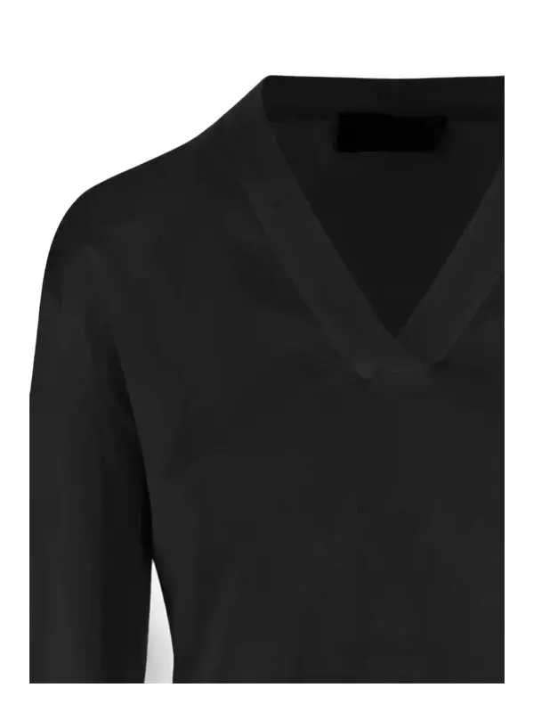 F.IT V-neck Long Sleeve Top - Black