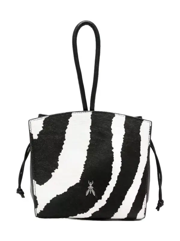 Patrizia Pepe Zebra-print Leather Clutch Bag - Black