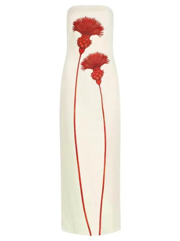 ANDRES OTALORA Maxi Dress Floral Print Strapless - Neutrals