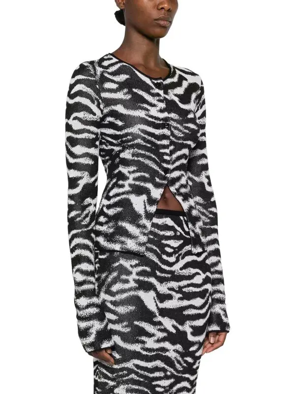 Attico Zebra-print Long-sleeve Cardigan - Black