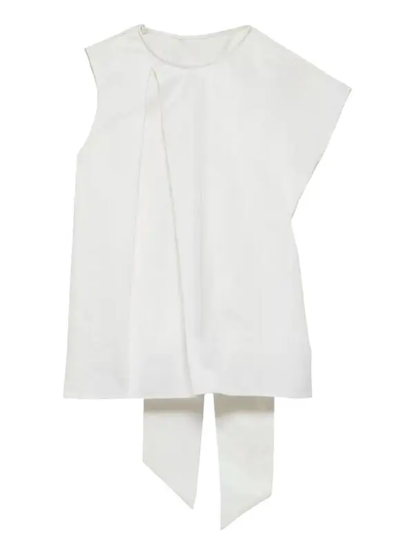 JW Anderson Asymmetrical Sleeve Top With Front Pleats - White