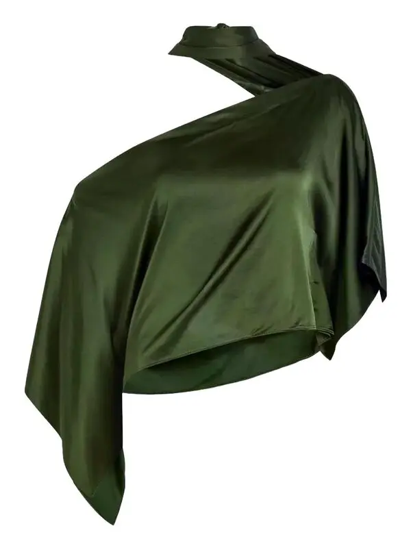 Alice + Olivia Rita One-shoulder Draped Top - Green