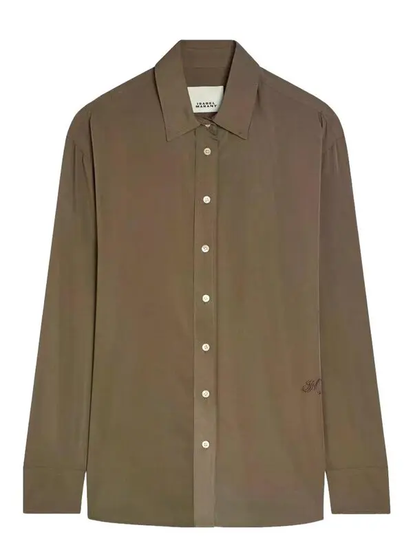 Isabel Marant Étoile Fabriza Embroidered Logo Shirt - Brown