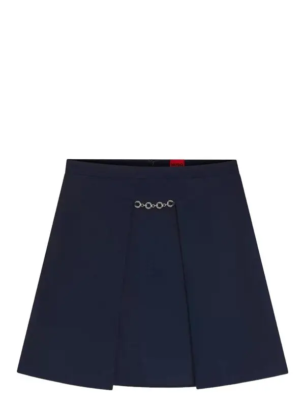Hugo Chain-detail Pleated Mini Skirt - Blue