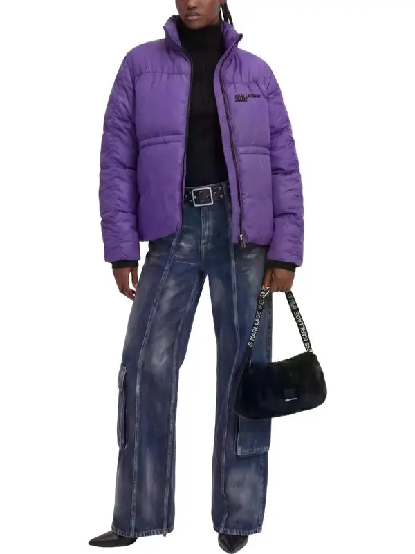 Karl Lagerfeld Ruched Detail Puffer Jacket - Purple
