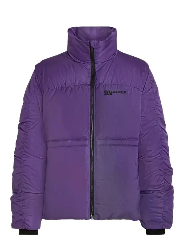 Karl Lagerfeld Ruched Detail Puffer Jacket - Purple