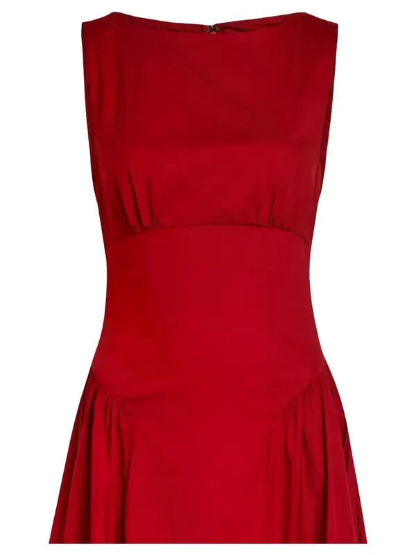 Staud Midi Fla Cotton Dress - Red