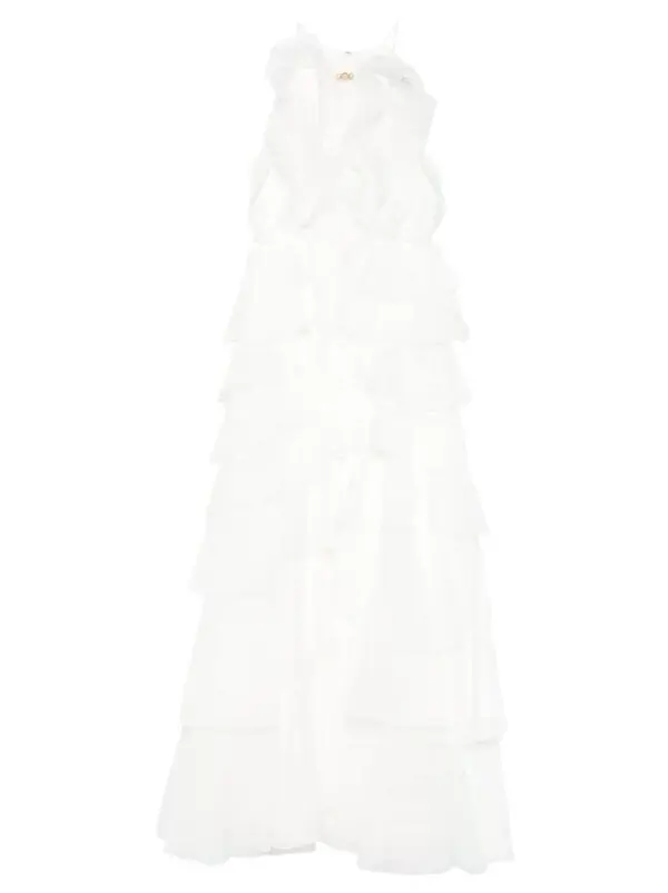 Aje Cleo Ruffled Gown Maxi Dress - White