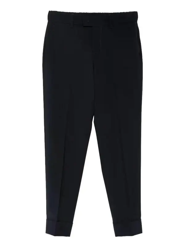 BERWICH Cropped Turn-up Wool Trousers - Blue