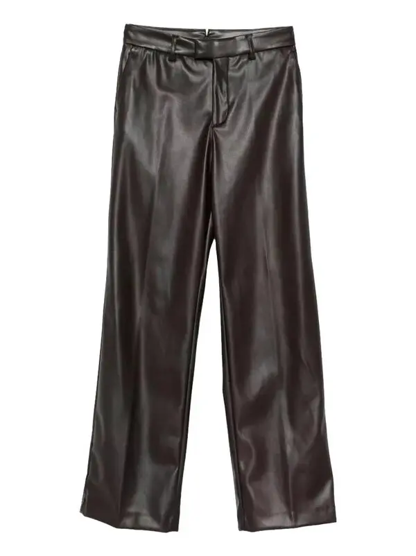 BERWICH Faux-leather Wide-leg Trousers - Brown