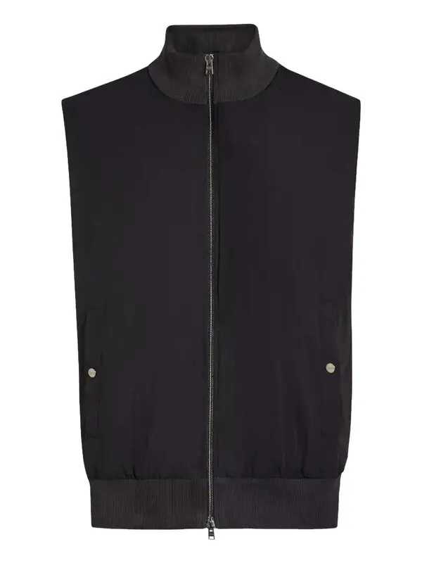 Herno Ribbed-trim Zip-up Gilet - Blue