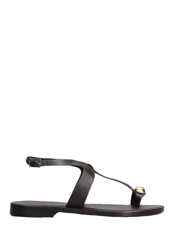 DONNARÌ Gold-tone Pebble Flat Sandals - Brown