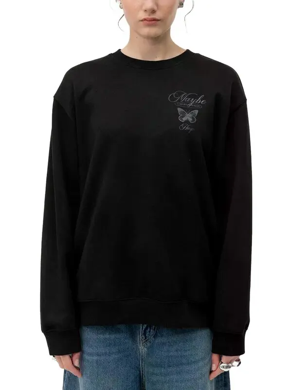 Hugo Butterfly Print Crewneck Sweatshirt - Black