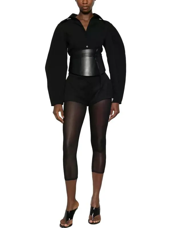 VESTIAIRE D'UN OISEAU LIBRE High-waisted Structured Shorts With Mesh Panels - Black