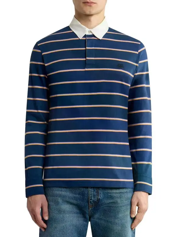 Etro Striped Long-sleeve Polo Shirt - Blue