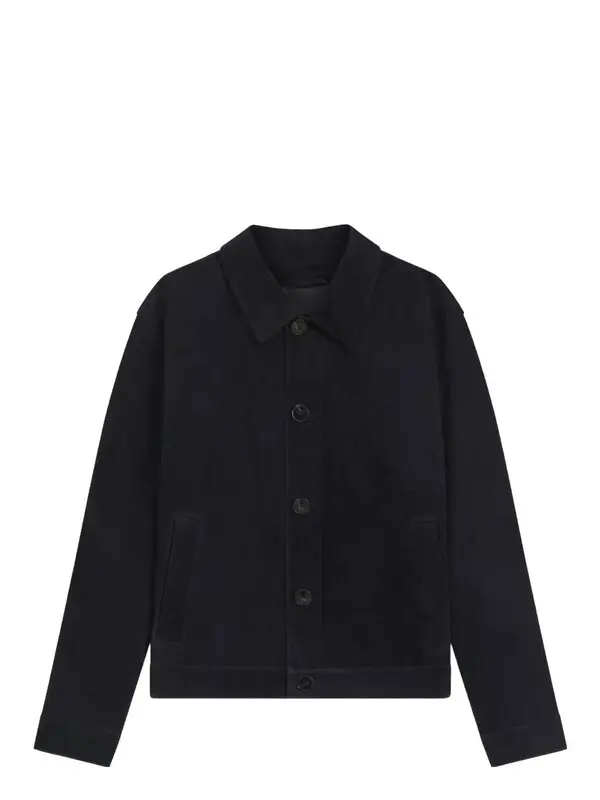 Hugo Ligor Suede Jacket With Stitched Breast Pocket Detail - Blue
