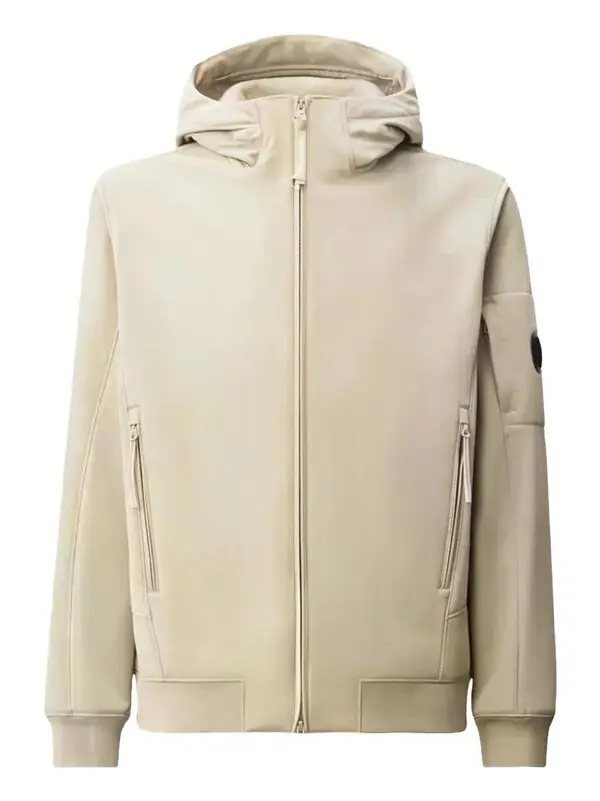 C.P. COMPANY Hooded Jacket With Signature Lens Detail - Neutrals