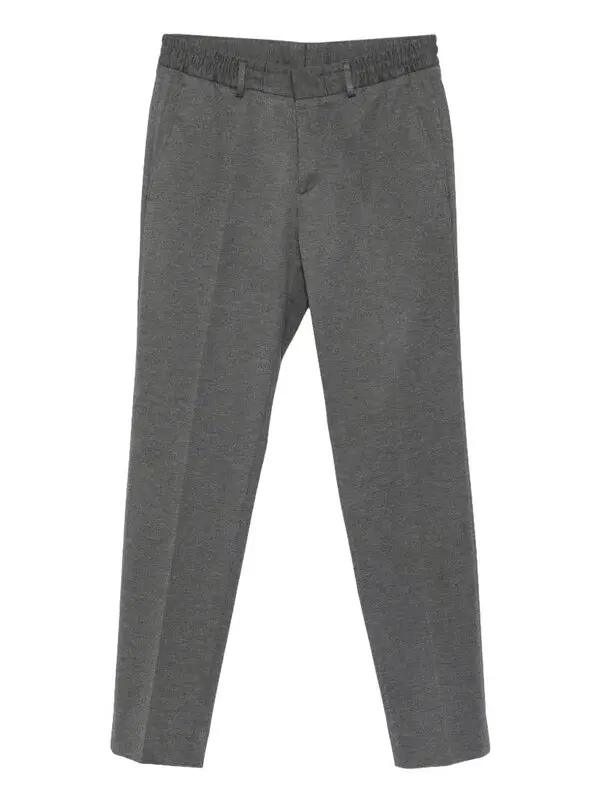Karl Lagerfeld Melange Textured Finish Pressed Crease Trousers - Grey