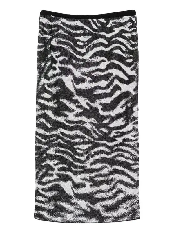 Attico Zebra-pattern Jacquard Knit Midi Skirt - Black