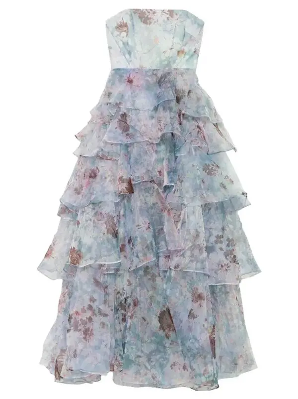 Aje Gabriella Tiered Floral Maxi Dress - Blue